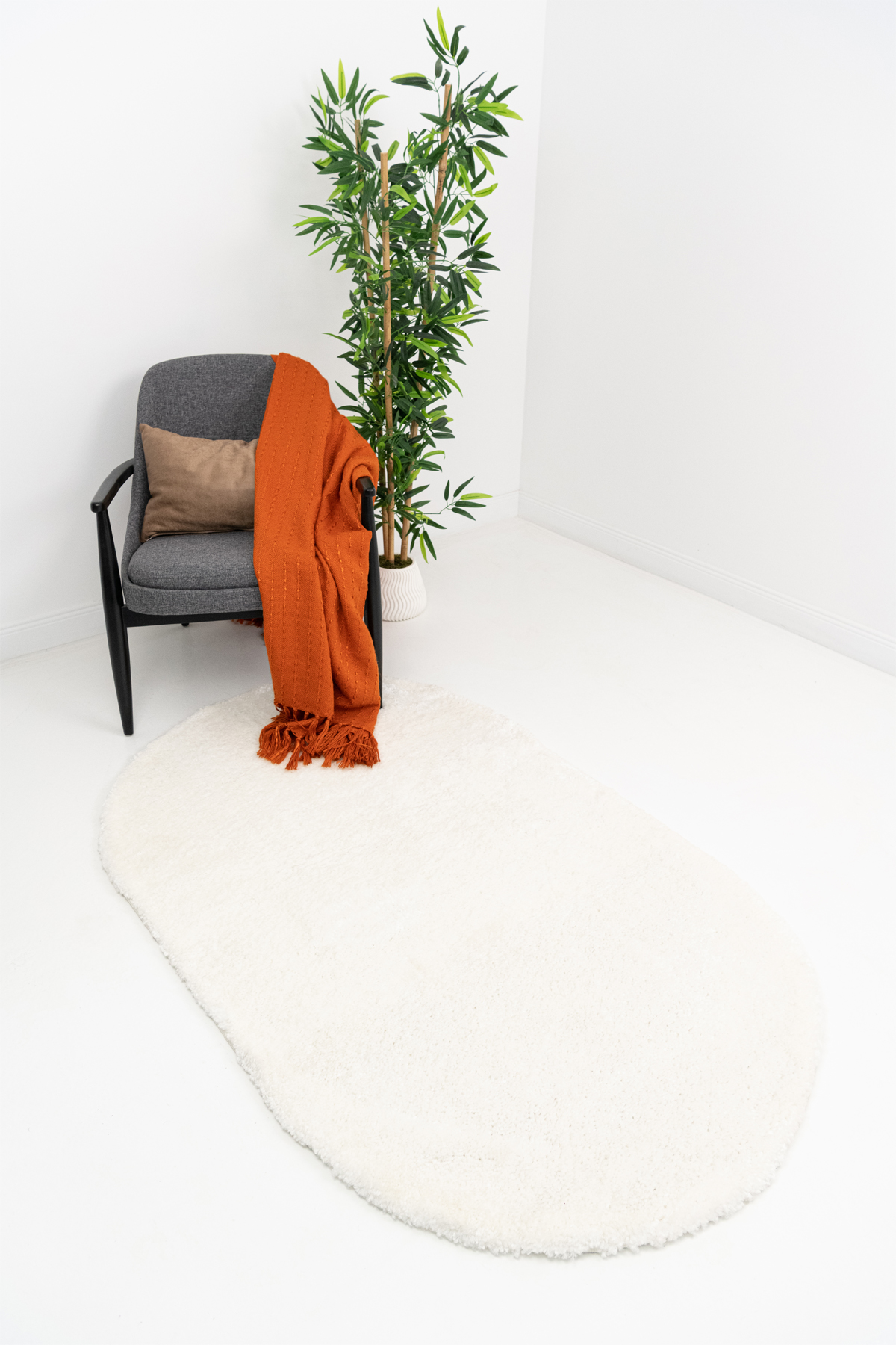 Angora Home | Angorahome Solid Shaggy Makine Halısı 4371M Beyaz